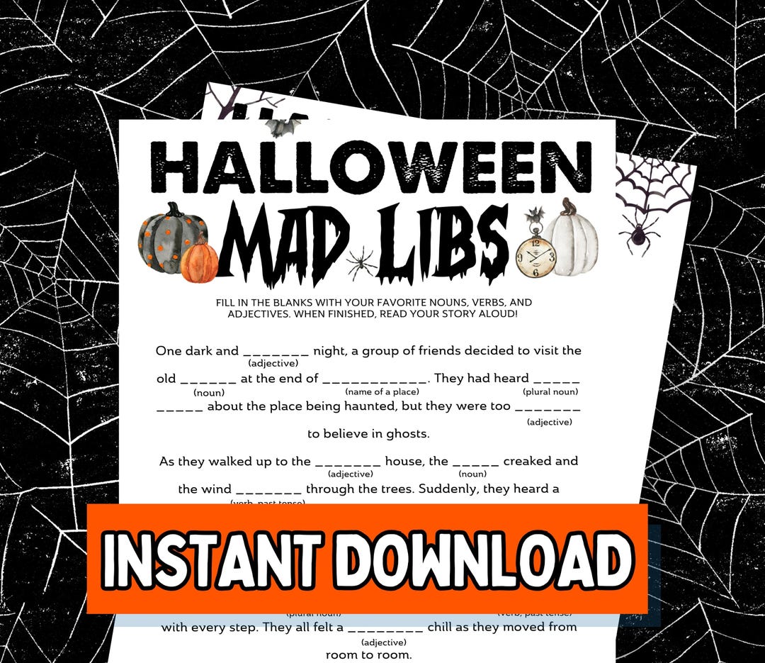Halloween Mad Libs Game, Classroom Games, Fun Spooky Activity ...