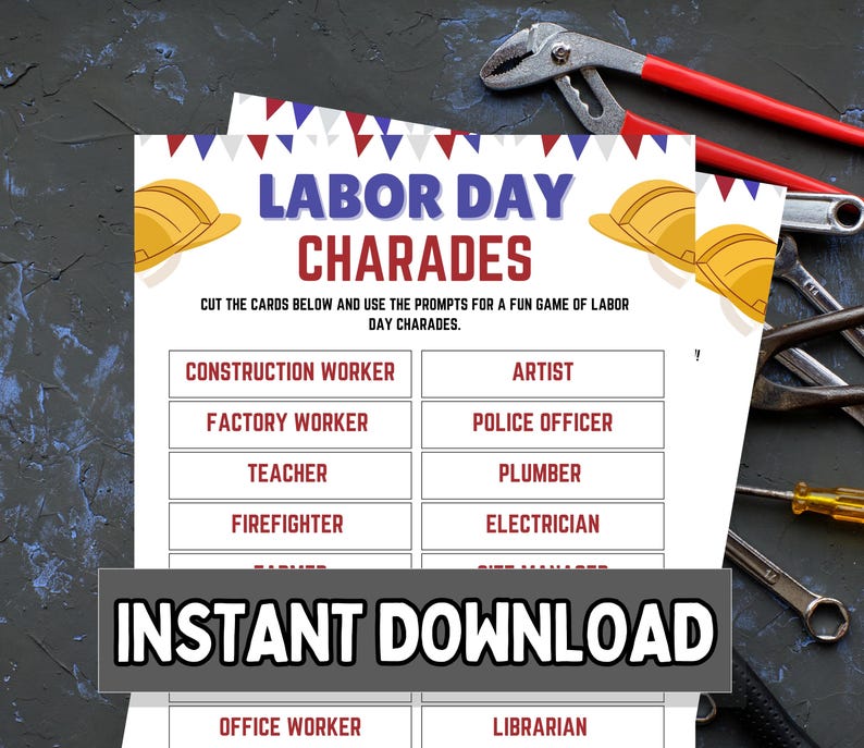 Labor Day Charades Game, Charades, Work Party Games, Career Game ...