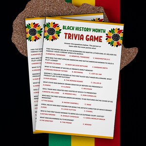 Black History Month Trivia Game, Trivia Game, Black History, Black History Games, Black History ...