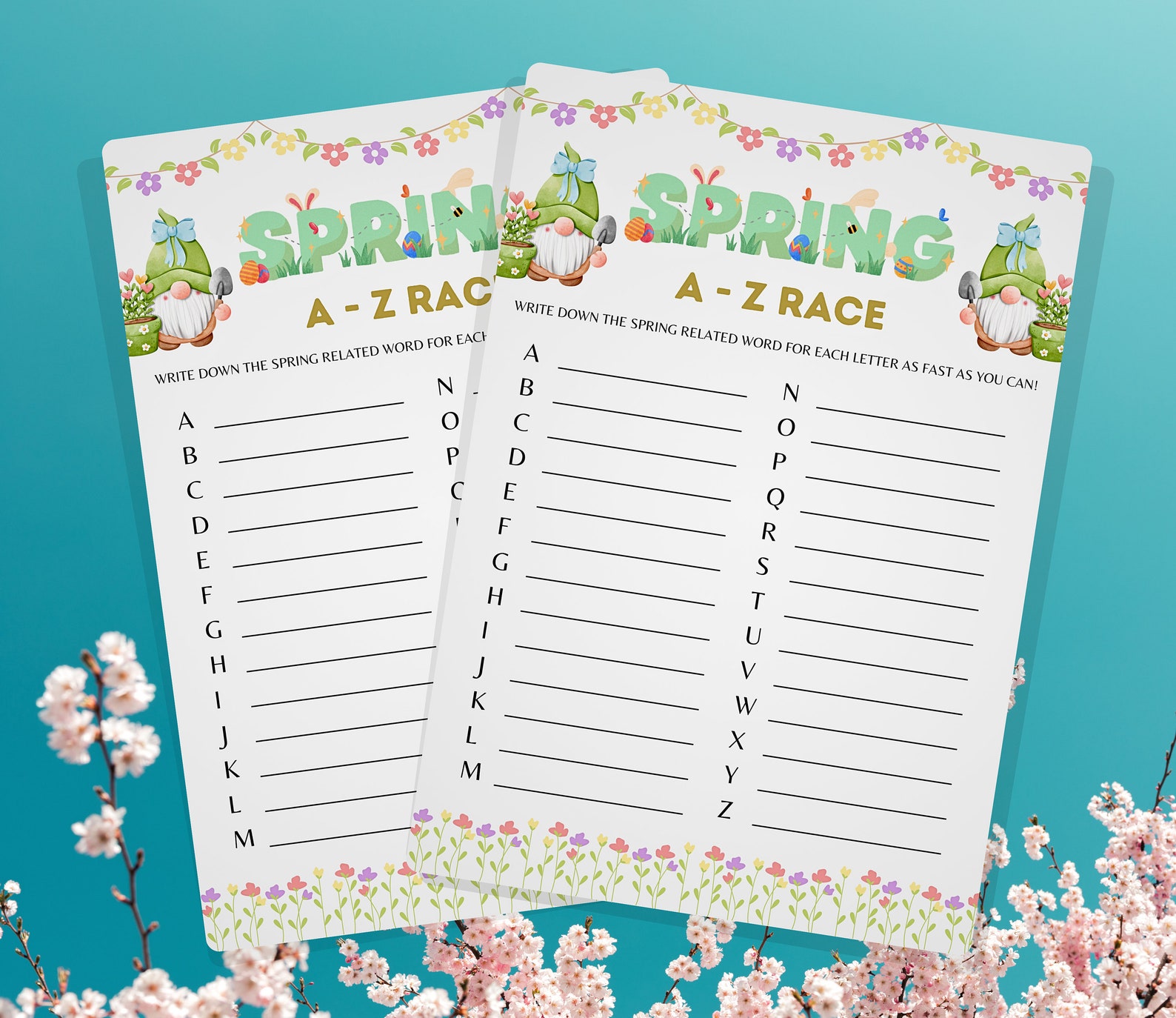Spring A to Z Game, Fun Spring Printable, Spring Game for Kids & Adults ...