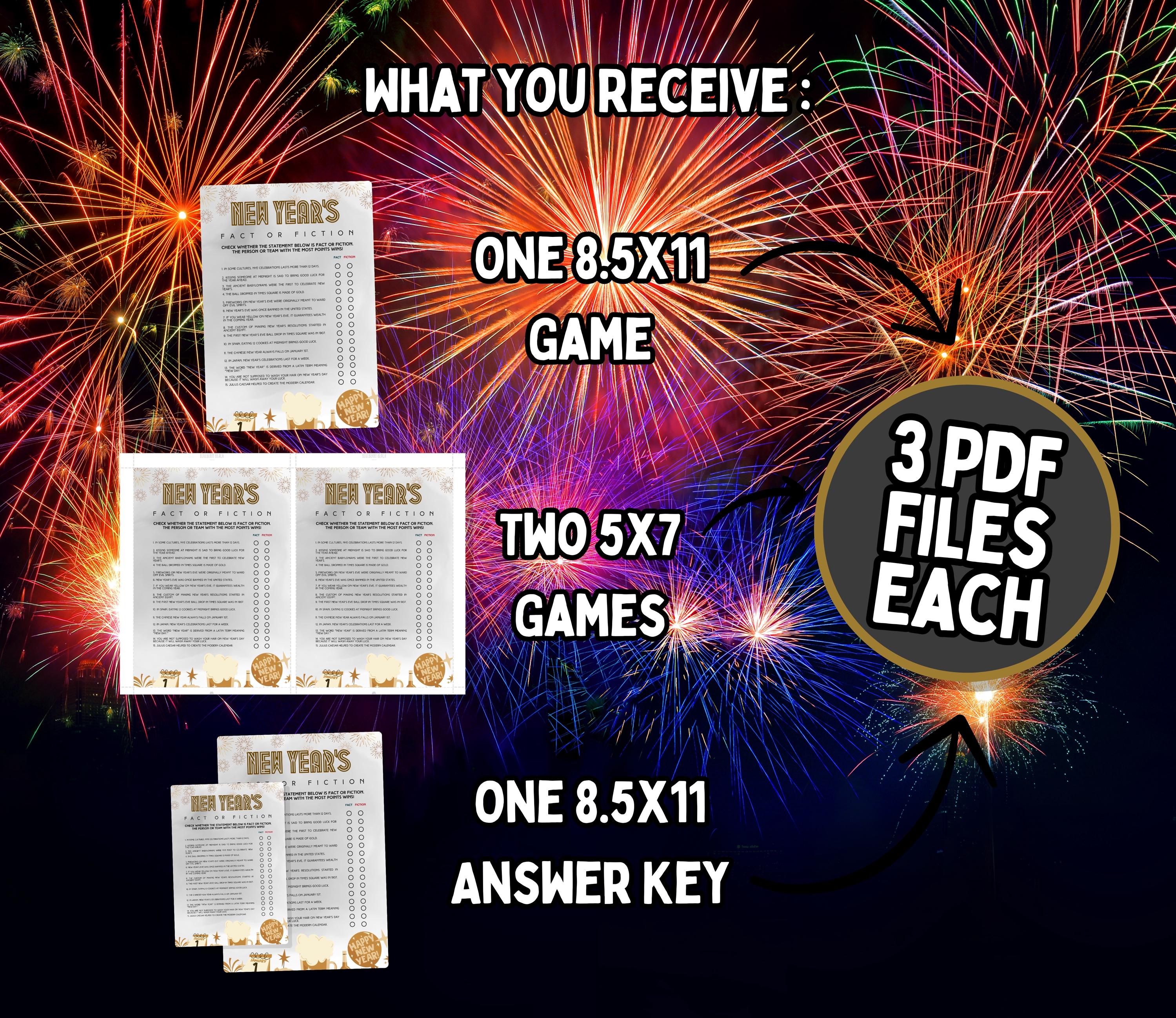 New Years Game, Fact or Fiction, Fun New Years Activity, New Years ...