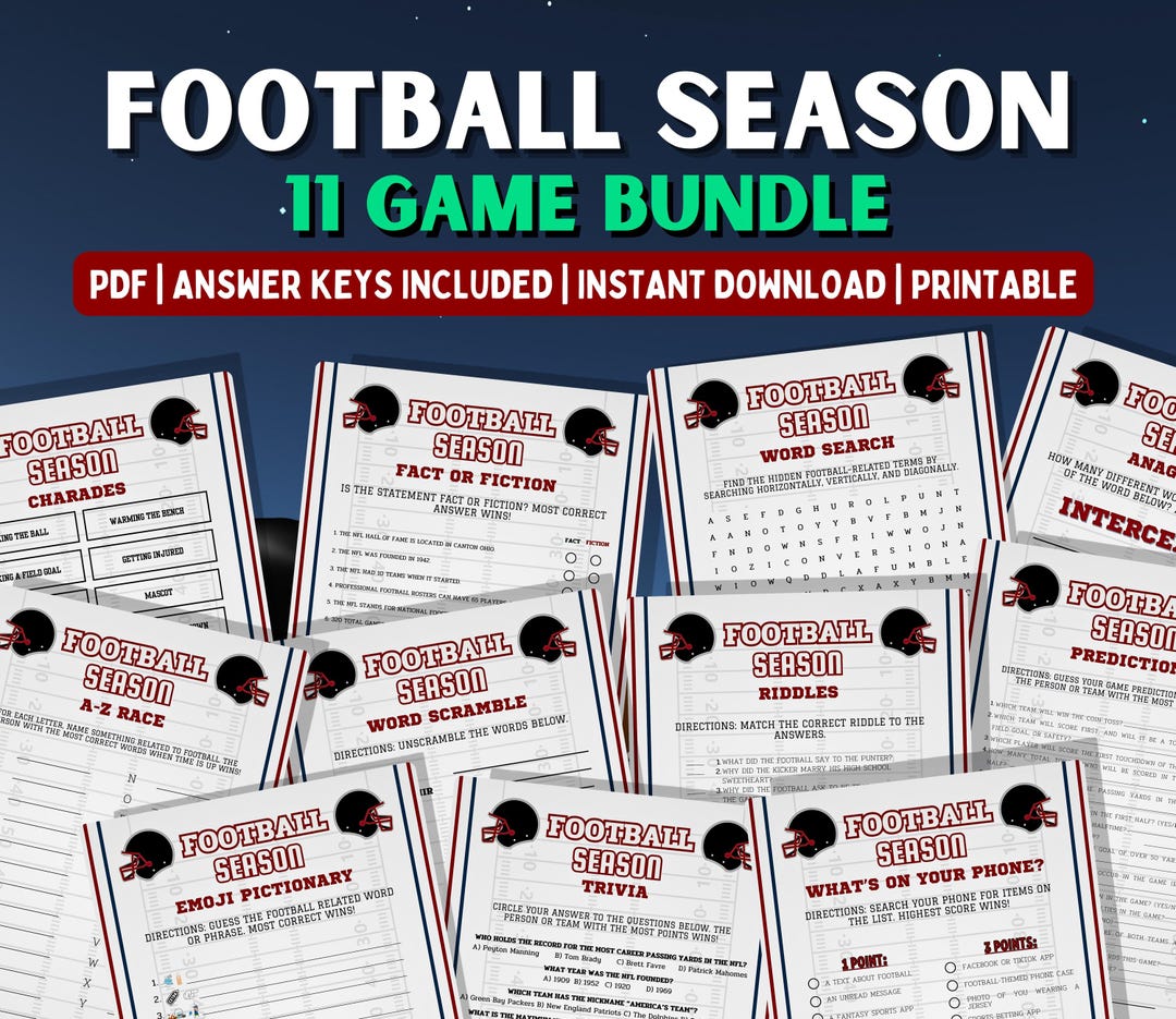 Football Season Watch Party Game Bundle, Football Season, Fun Football ...