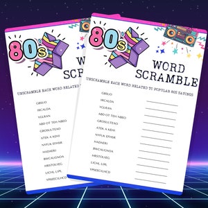 80s Word Scramble Game: Printable Party Activity (digital Download) - Etsy
