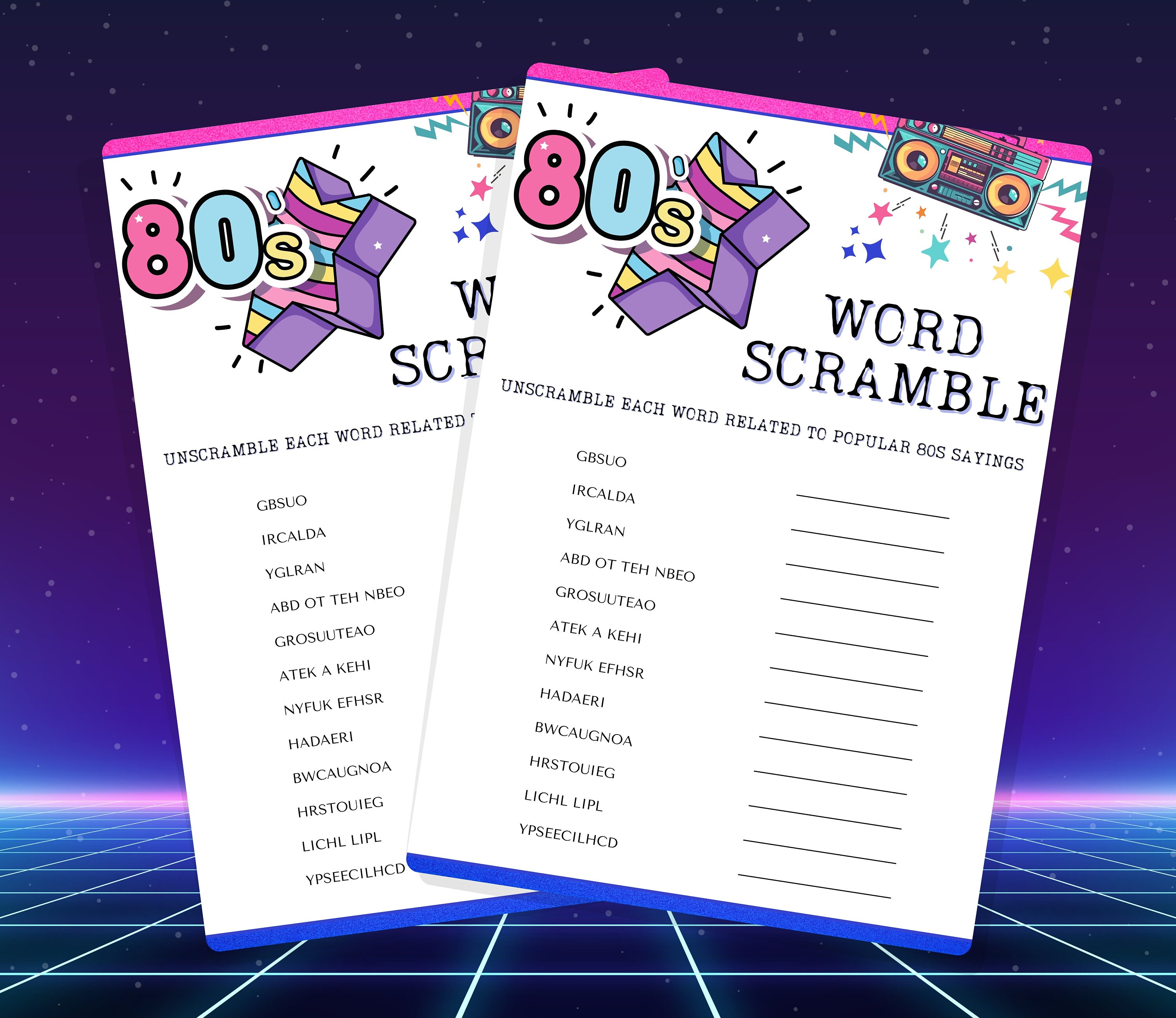 80s Word Scramble Game, Word Scramble, Trendy 80s Terms, 80s Slang, 80s ...
