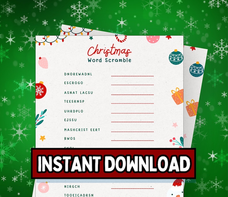 Christmas Word Scramble Game, Word Scramble Game, Fun Christmas Game ...
