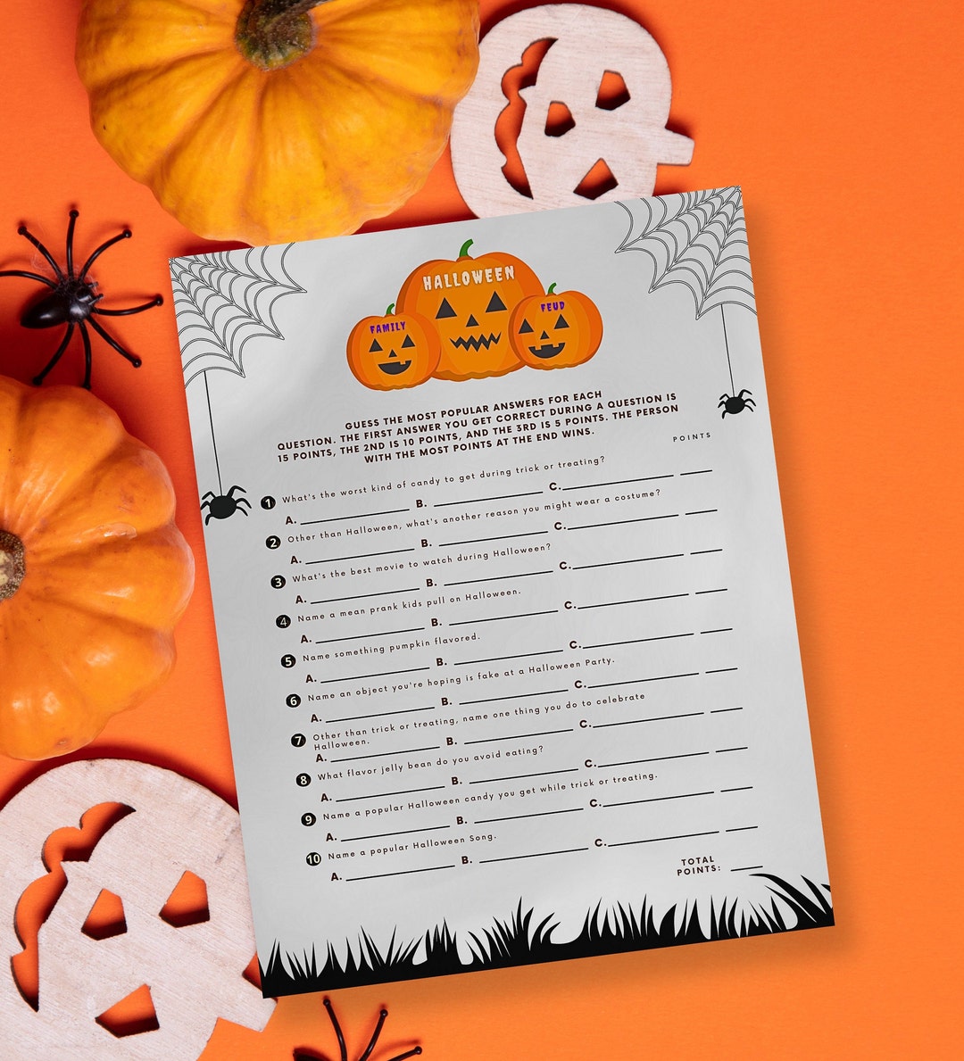 Halloween Family Feud Game Printable - Etsy