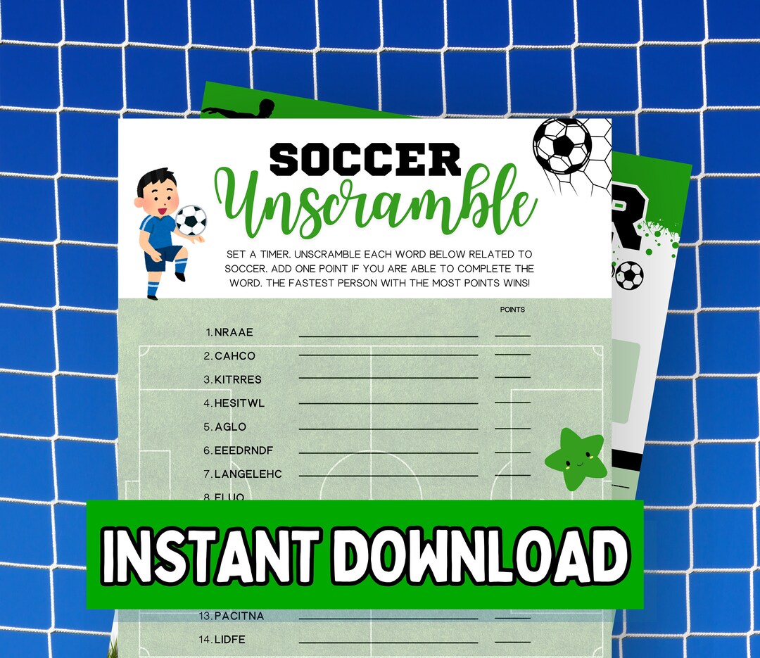 Soccer Word Scramble Game, Word Scramble, World Cup Game, Premier ...