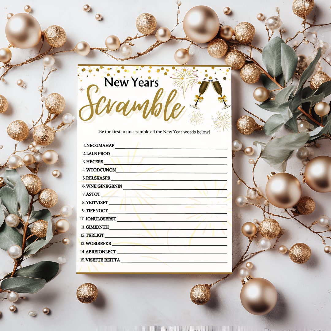New Years Word Scramble Game, New Years Games Printable, New Years Eve ...