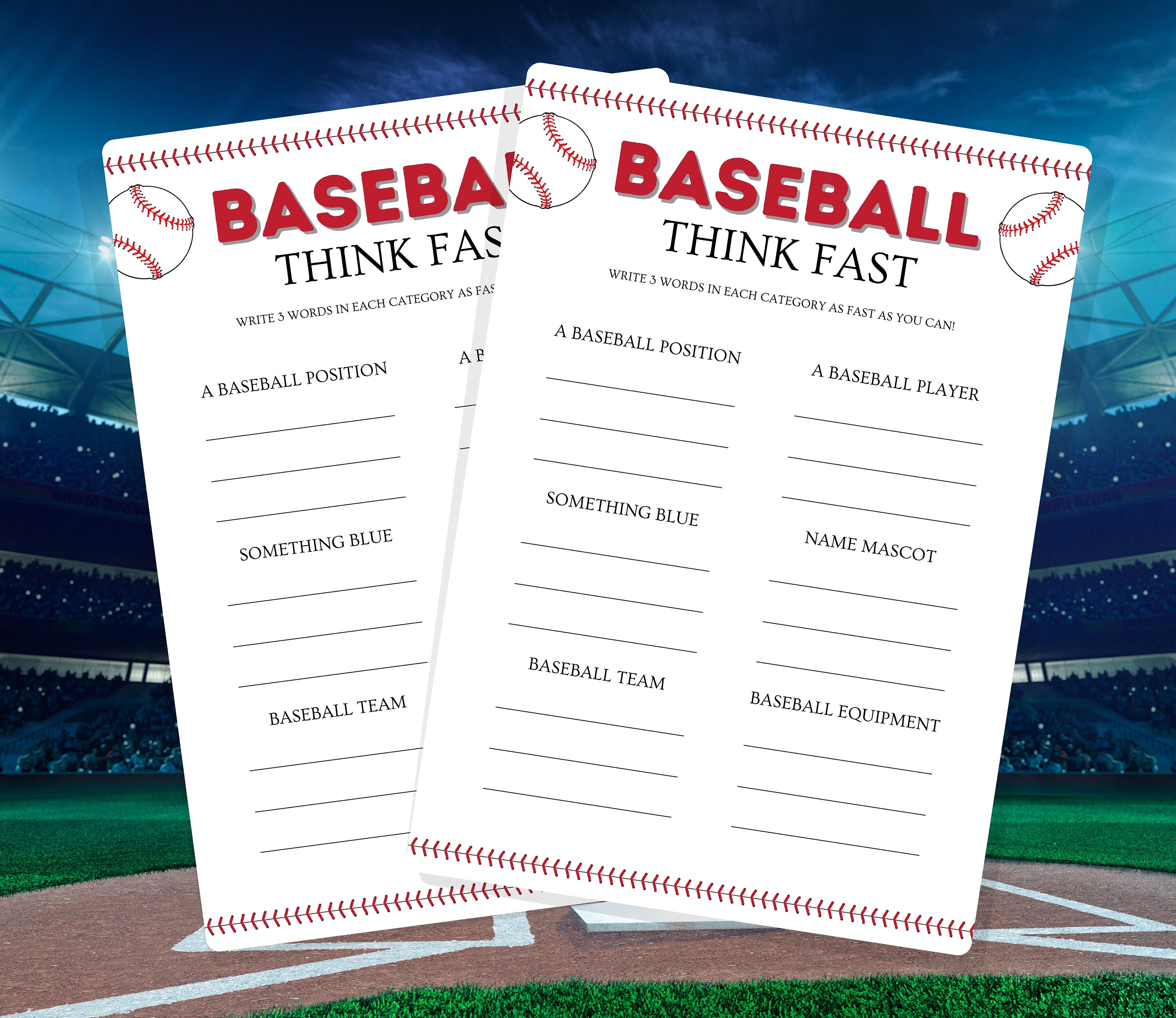 Baseball Think Fast Game, Think Fast, Fun Baseball Activity, Team ...