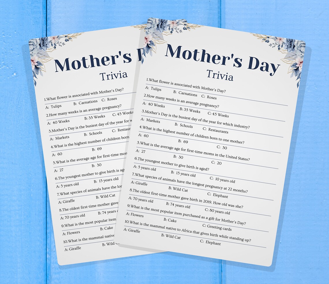 Mothers Day Trivia Printable, Mothers Day Game, Games for Mothers Day ...
