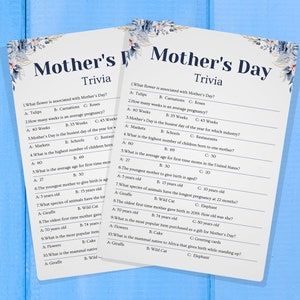 Mothers Day Trivia Printable, Mothers Day Game, Games for Mothers Day ...
