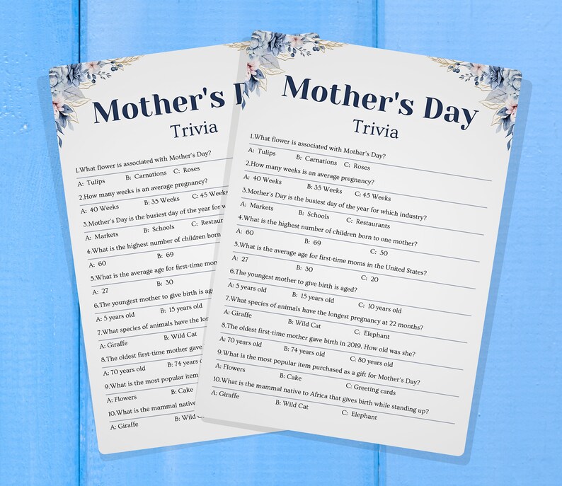 Mothers Day Trivia Printable, Mothers Day Game, Games for Mothers Day ...