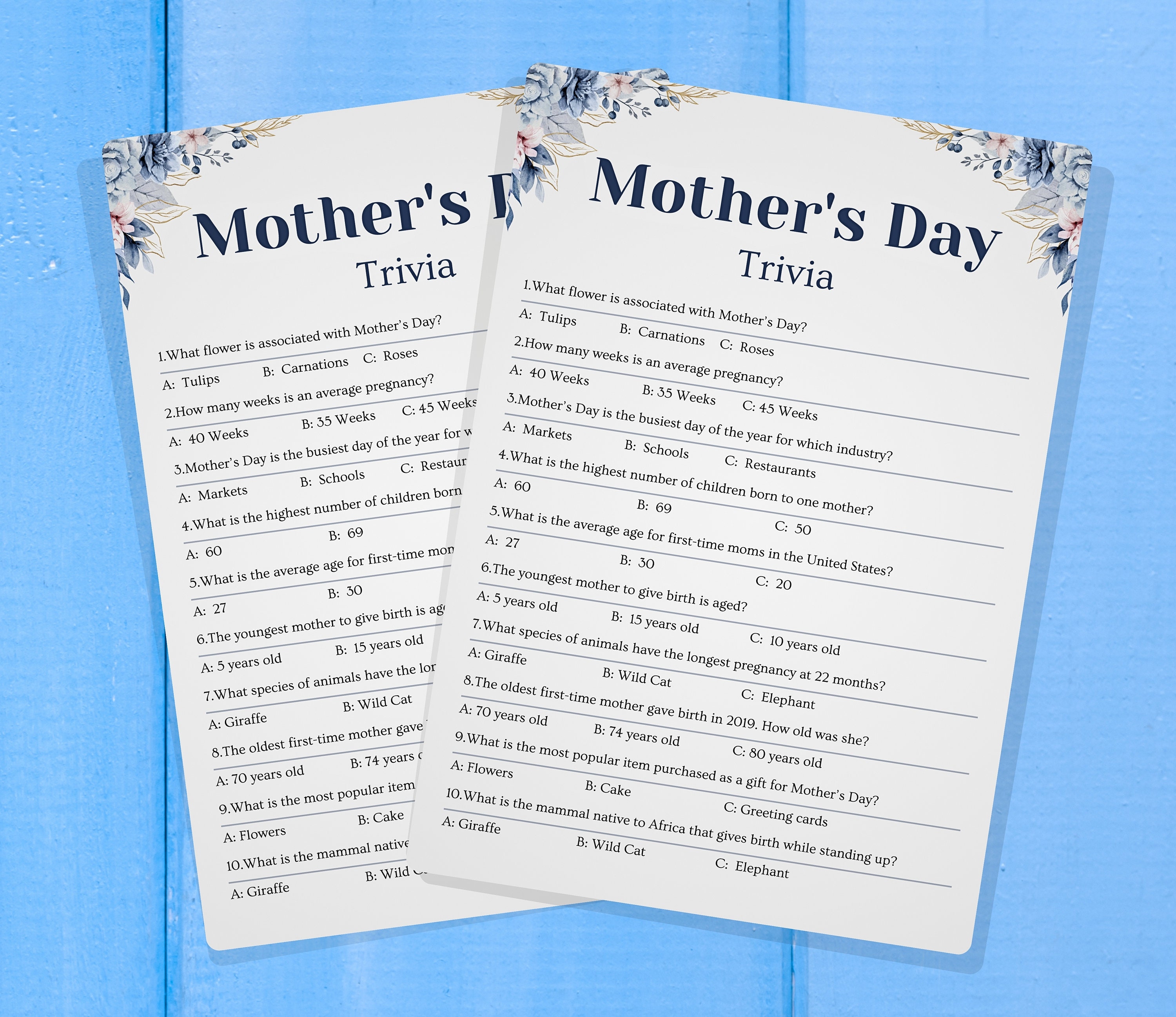 Mothers Day Trivia Printable, Mothers Day Game, Games for Mothers Day ...