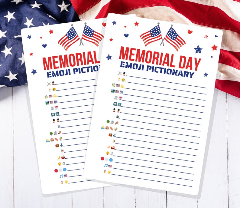 Memorial Day Emoji Pictionary Game Printable - Etsy Australia