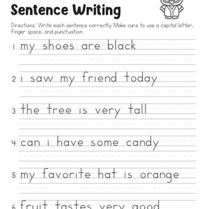 Correct the Sentences Worksheets, 10 Page Printable, for 1st and 2nd ...