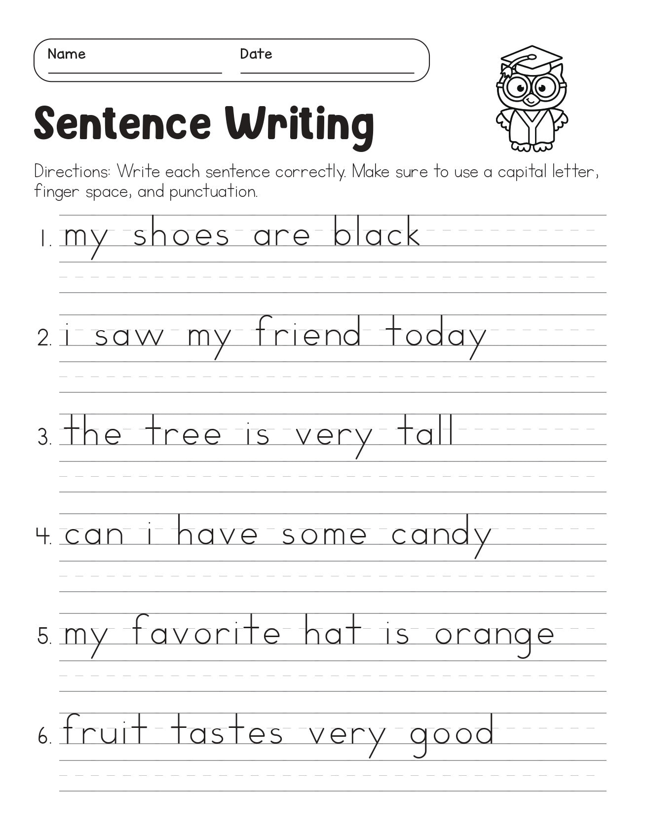 Correct the Sentences Worksheets, 10 Page Printable, for 1st and 2nd ...