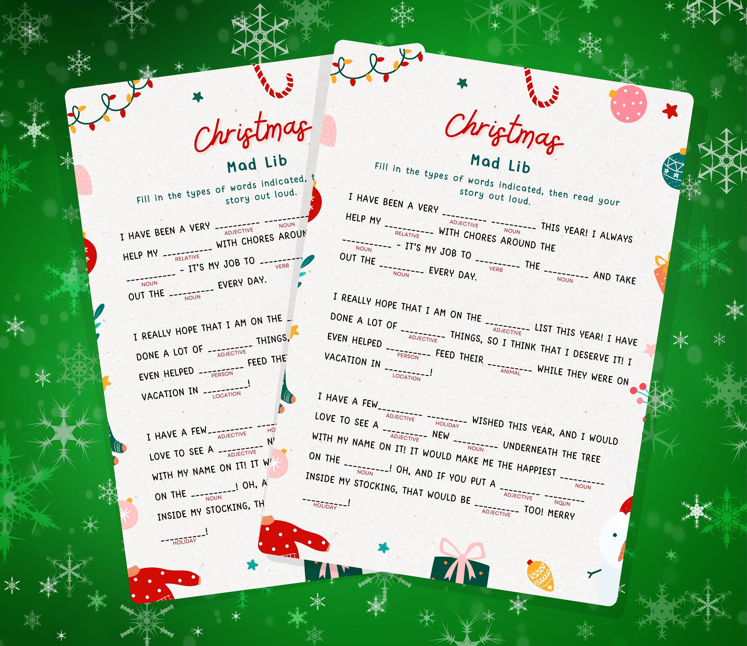 Christmas Mad Libs Printable, Mad Libs, Fun Christmas Game, Christmas ...