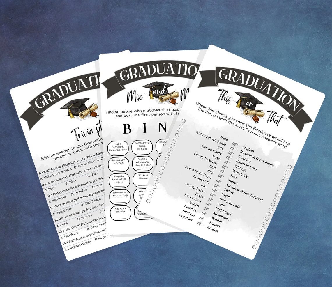 Graduation Game Bundle, Graduation Games, Games for All Ages, Fun Grad ...