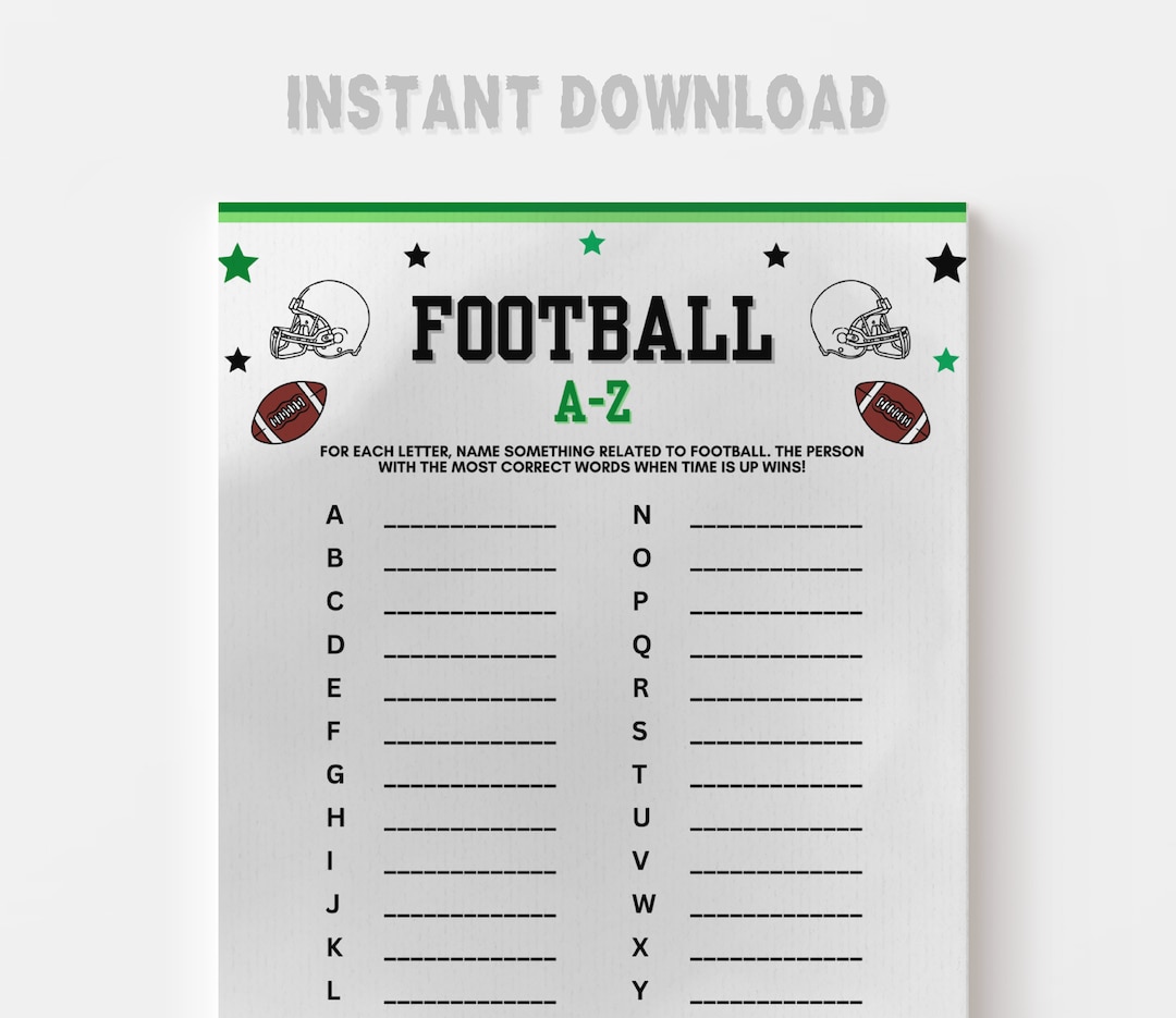 Football A to Z Game, Super Bowl Games, Football Party, Game Day ...