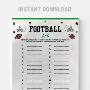 Football A to Z Game, Super Bowl Games, Football Party, Game Day ...