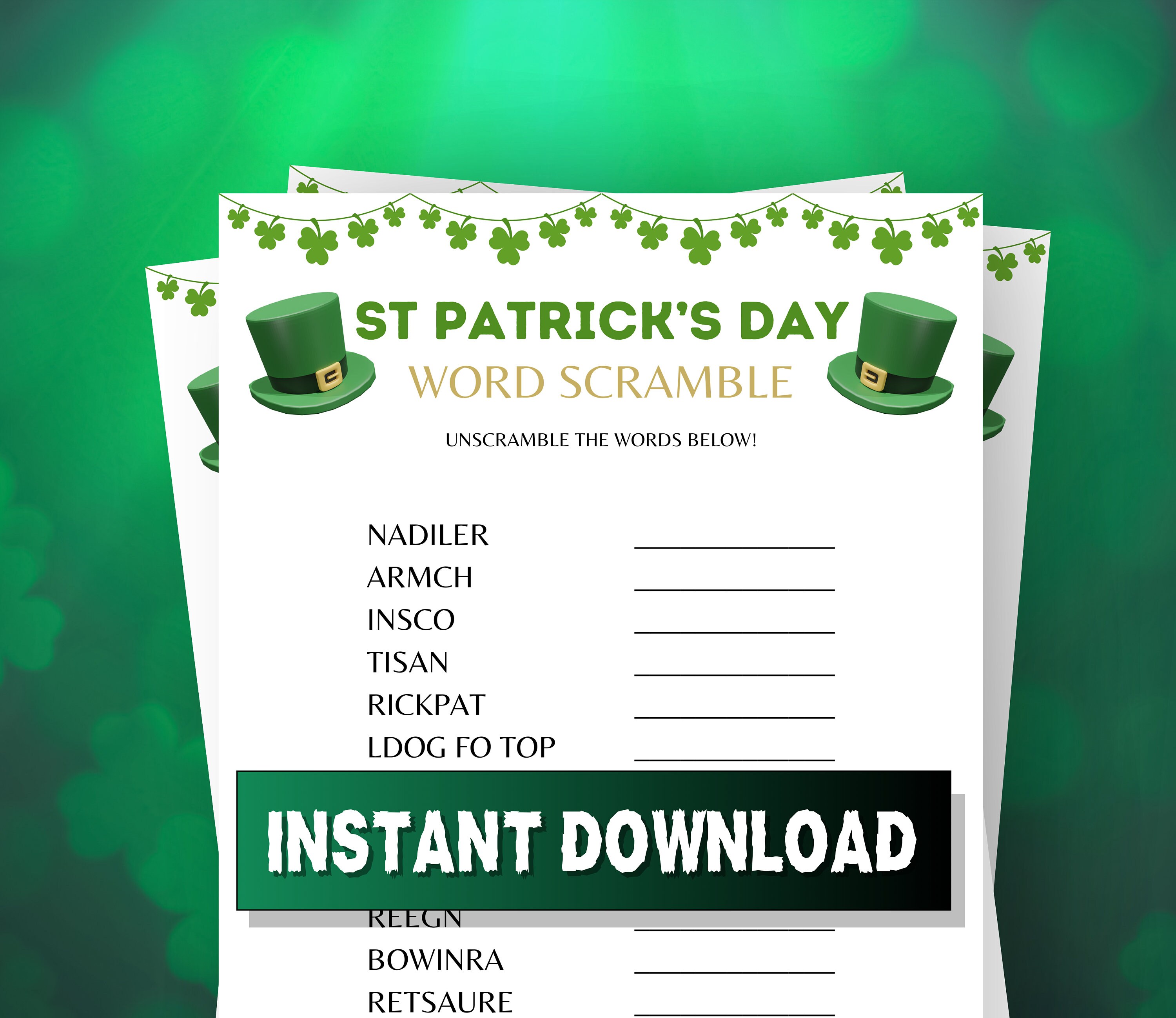 St Patricks Day Word Scramble Game - Etsy