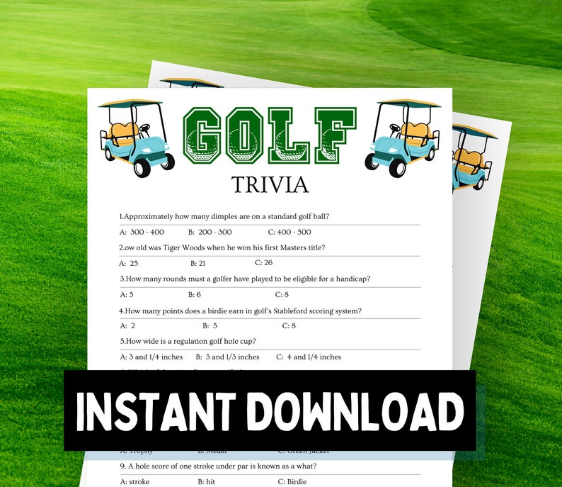 Golf Trivia Game, Trivia, Fun Golf Activity, Golf Themed Party Game ...