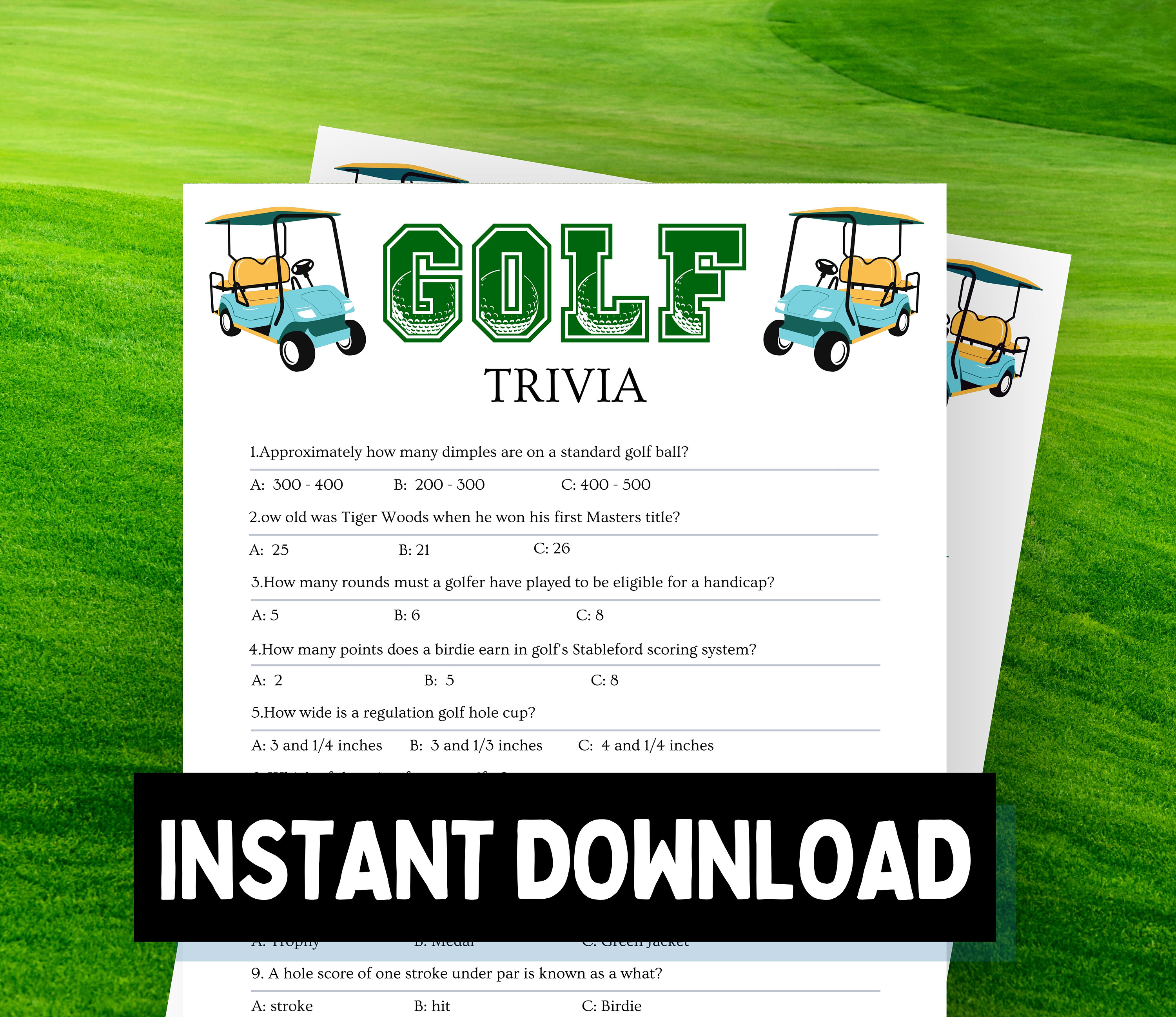 Golf Trivia Game, Trivia, Fun Golf Activity, Golf Themed Party Game ...