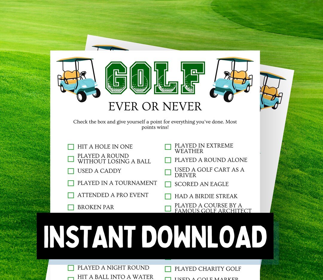 Golf Ever or Never Game, Fun Golf Game, Group Games, Golf Party Game ...