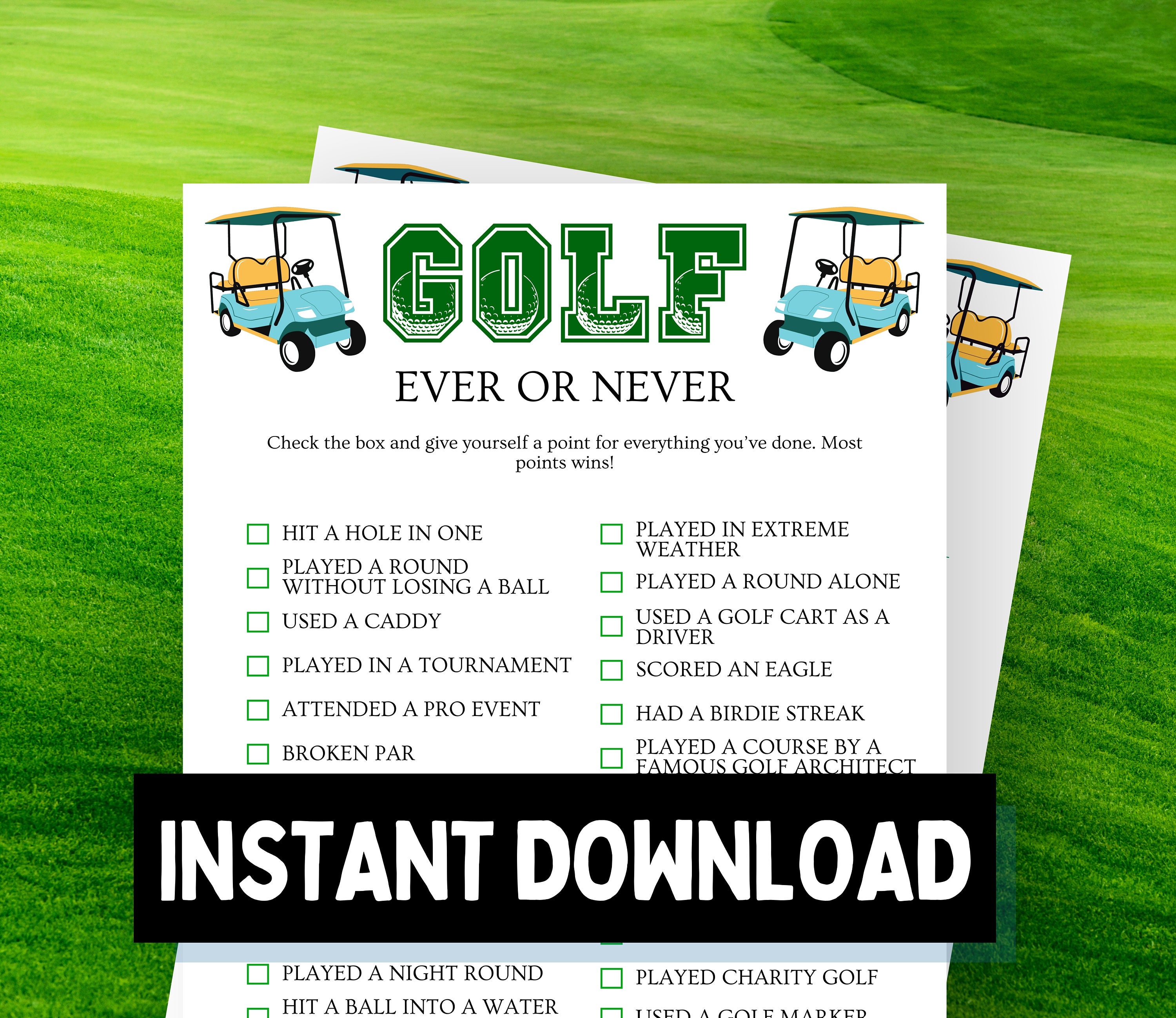 Golf Ever or Never Game, Fun Golf Game, Group Games, Golf Party Game ...