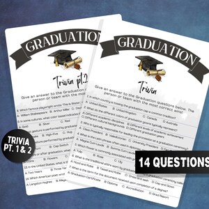 Graduation Trivia Game, Graduation Printable, Trivia Part 1 and 2 ...
