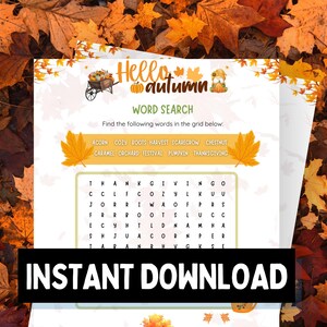Autumn Word Search Game, Fall Word Search Game, Fun Autumn Activity ...
