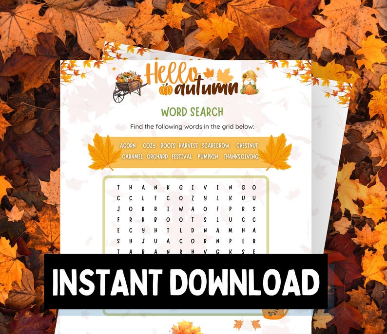 Autumn Word Search Game, Fall Word Search Game, Fun Autumn Activity ...