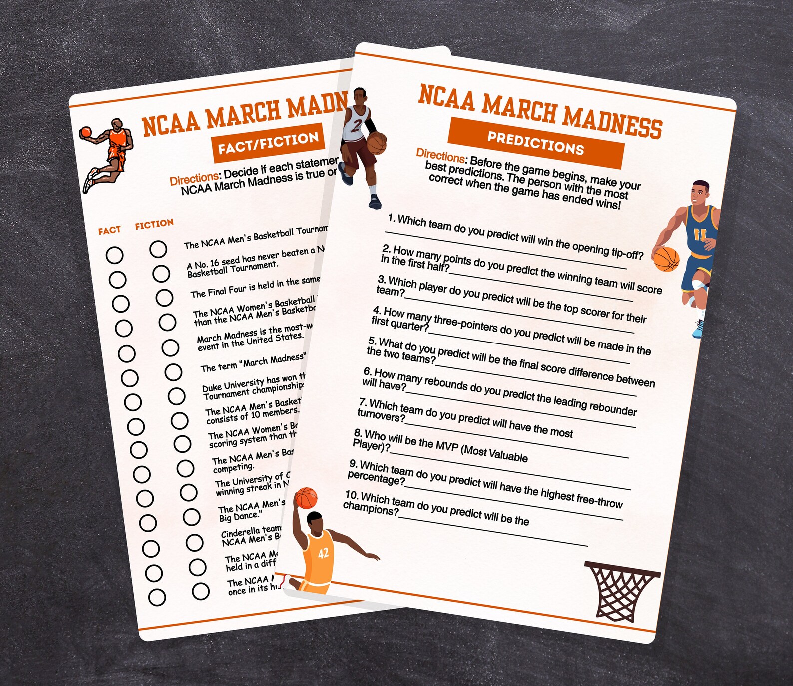 March Madness 5 Game Bundle, Basketball Printables, NCAA, March Madness ...