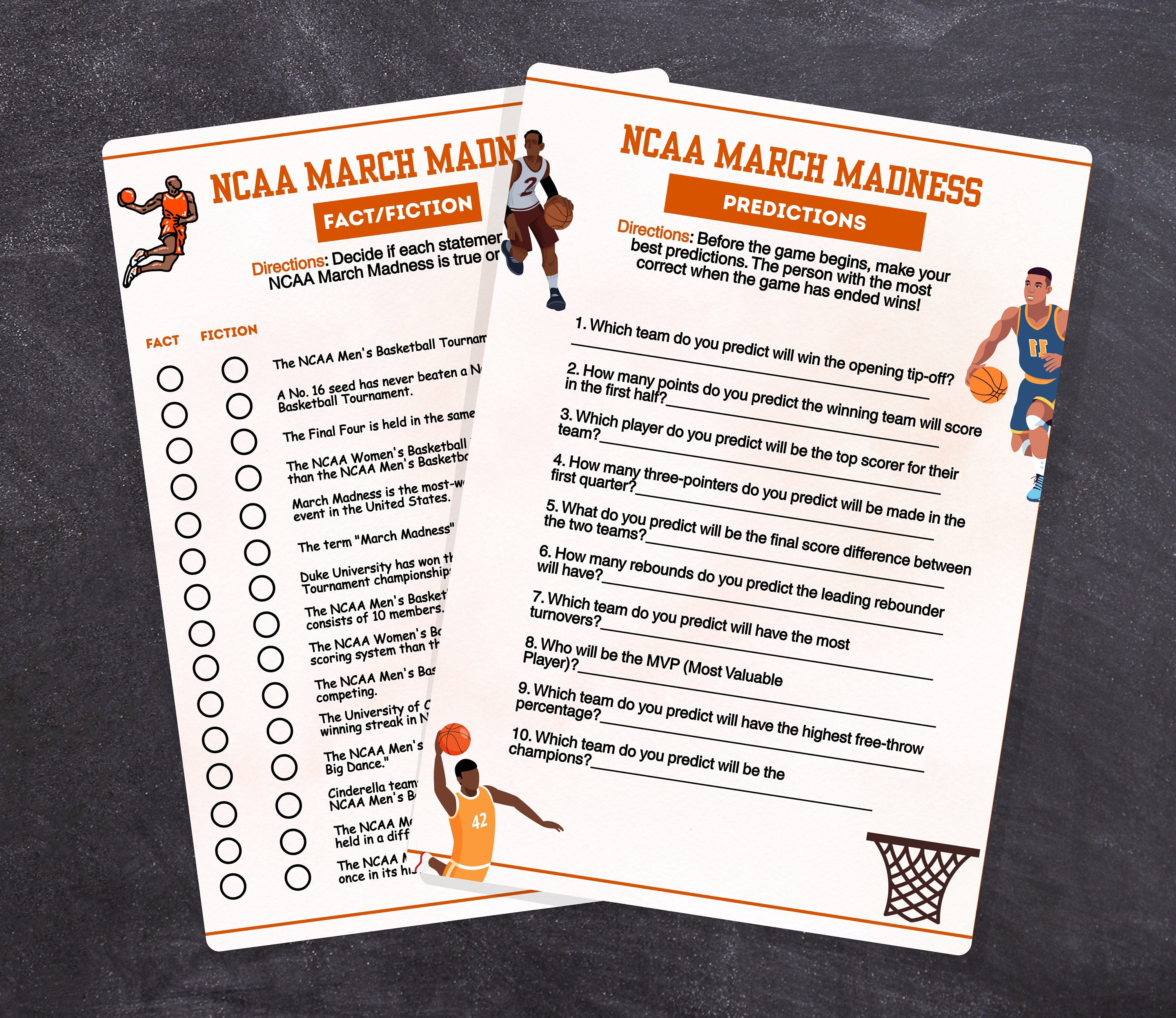 March Madness 5 Game Bundle, Basketball Printables, NCAA, March Madness ...