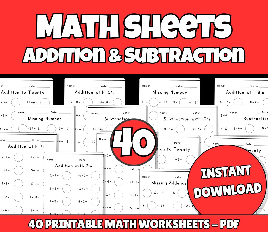 Math Worksheets, Addition and Subtraction Worksheets, Mathematics ...