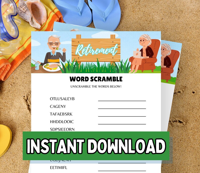 Retirement Word Scramble Game, Word Scramble, Fun Retirement Activity ...