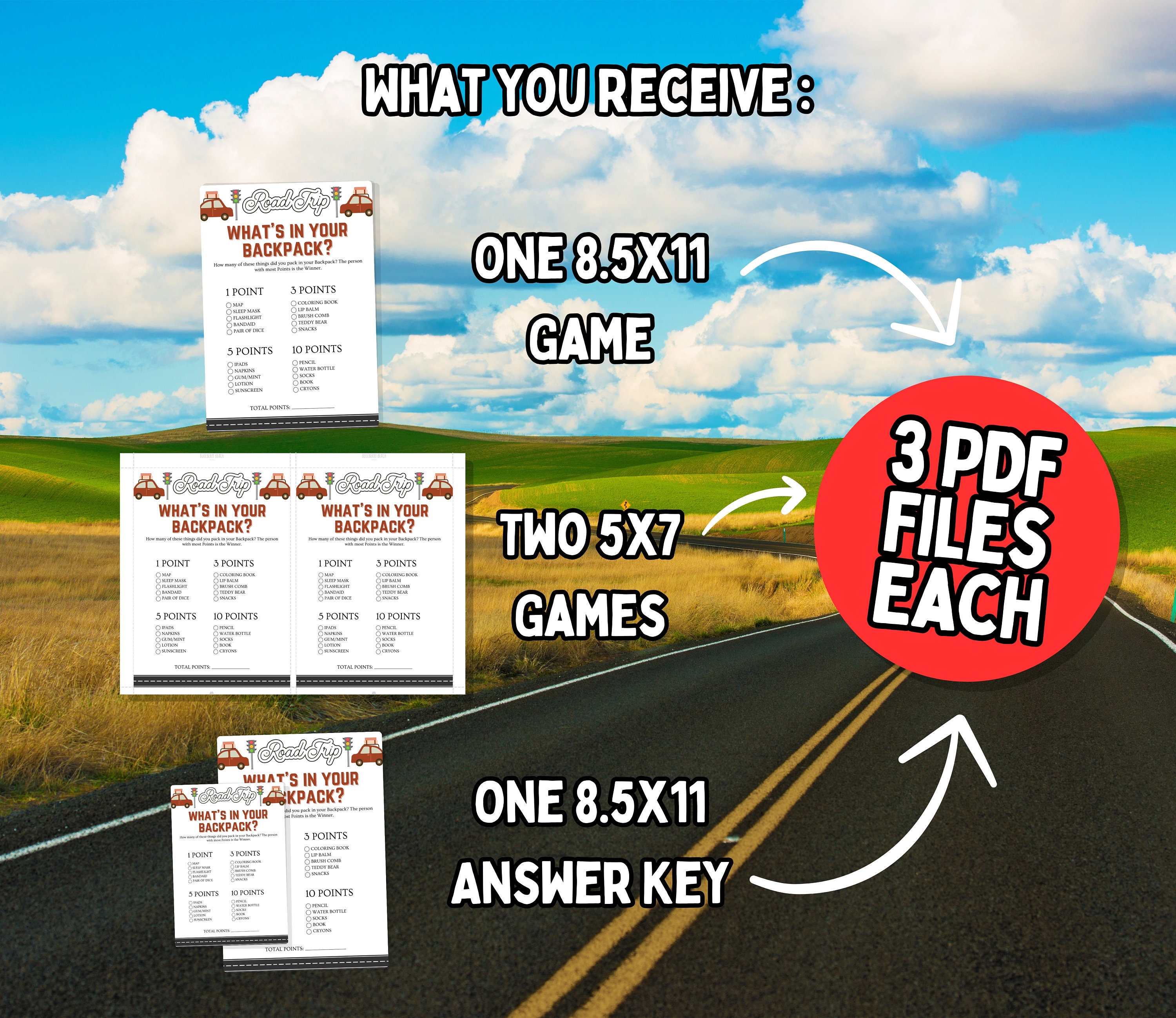 Road Trip 'what's in Your Backpack' Game (digital Download) - Etsy