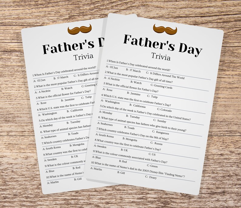Fathers Day Trivia Game, Fathers Day Game, Dad Printable, Dad Games for ...