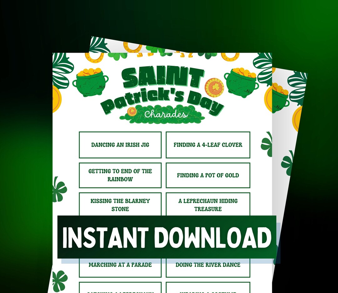 St Patrick's Day Charades Game, St Patrick's Day Game, Fun Saint ...