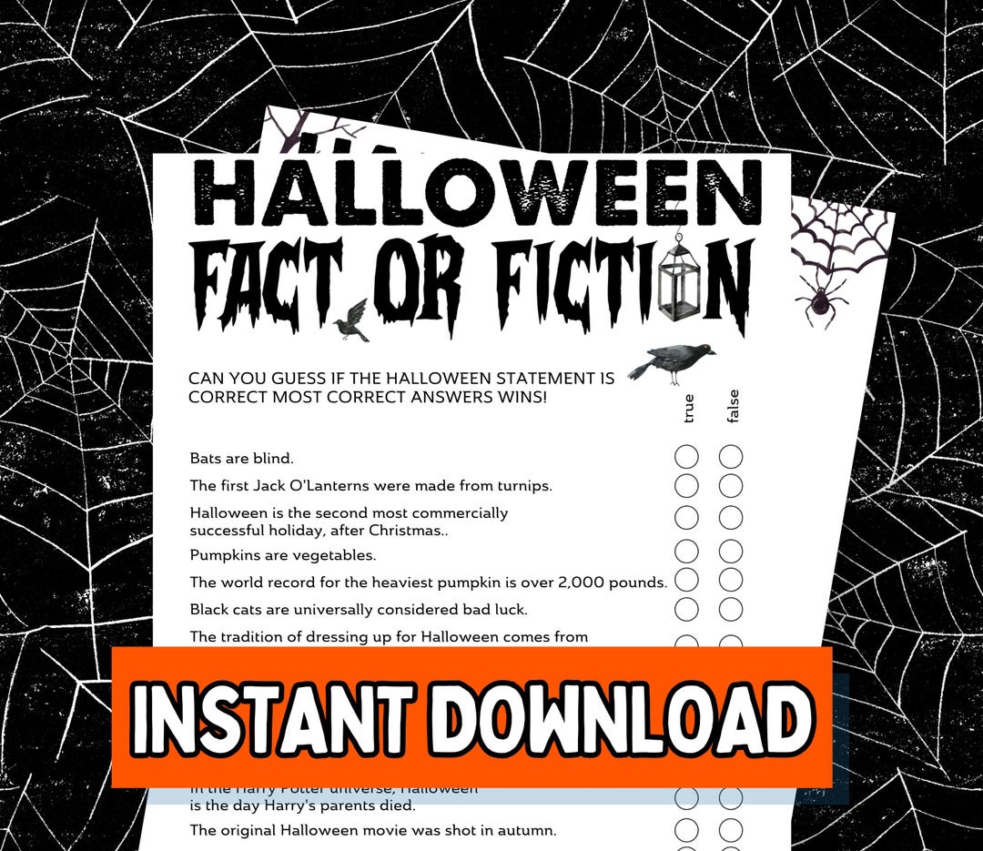 Halloween Fact or Fiction Game, True or False, Fun Spooky Activity ...