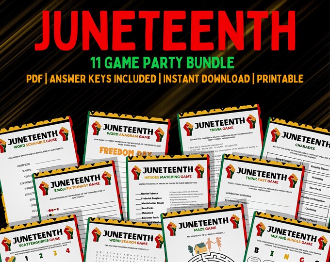 Juneteenth Games, Printable Game Bundle for Family or Classroom ...