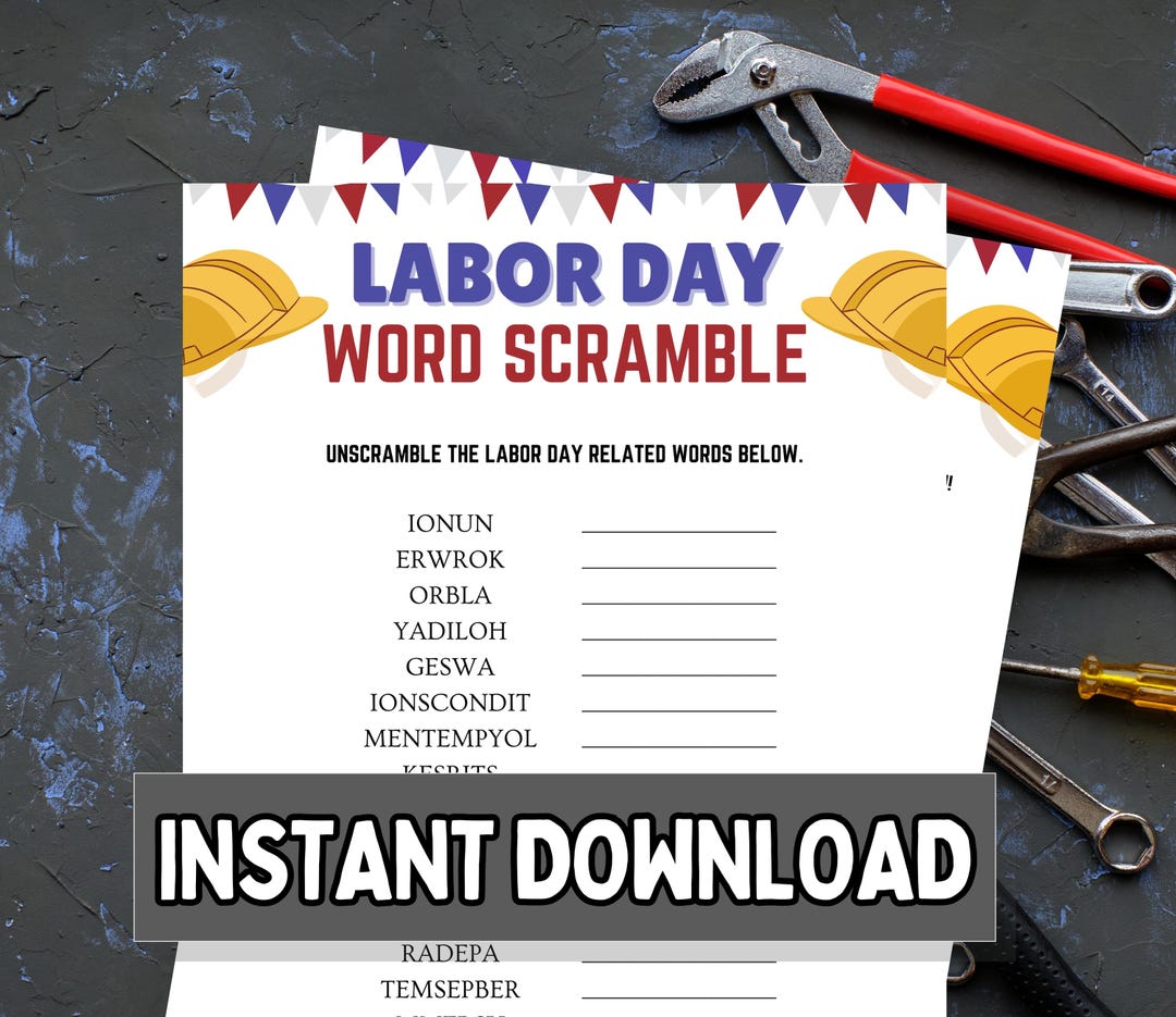 Labor Day Word Scramble Game, Word Scramble, Work Party Games, Work Day ...