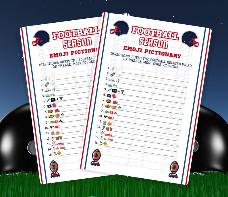 Football Season Emoji Pictionary Game, Emoji Quiz, Watch Party Game ...