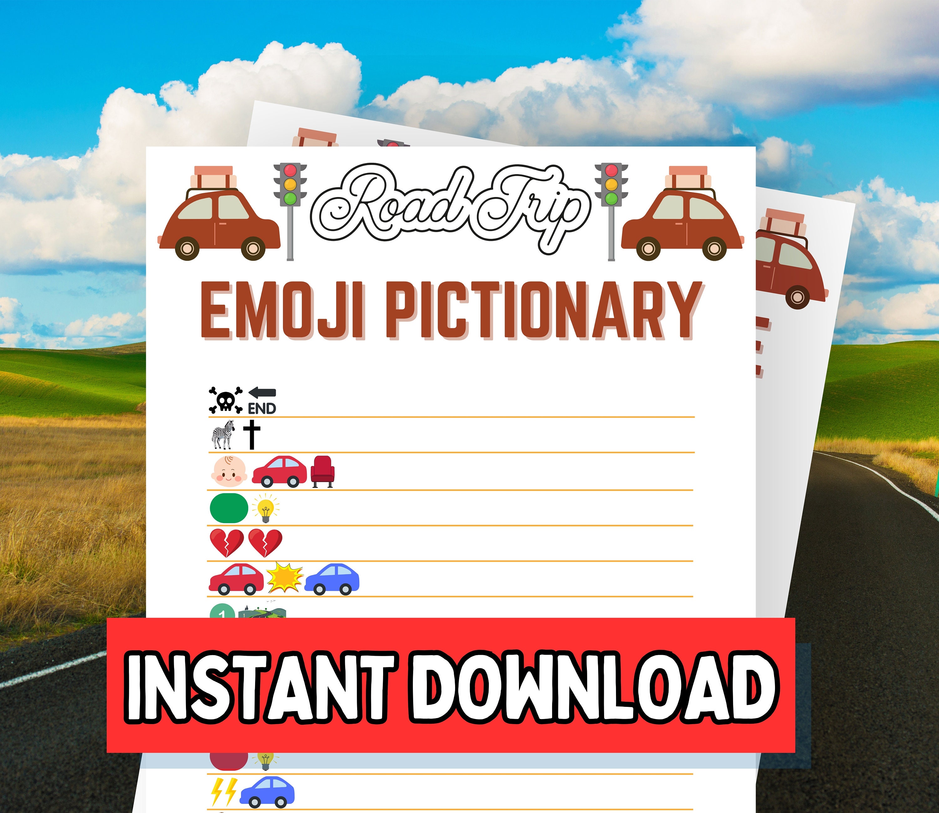 Road Trip Emoji Pictionary Game: Fun Travel Quiz (digital Download) - Etsy