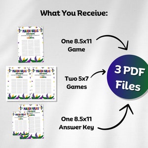 Mardi Gras Anagrams Game, Word Puzzle Game, Carnival Games, Fun Games ...