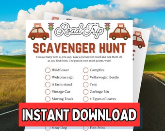 Road Trip Scavenger Hunt Car Game - Etsy