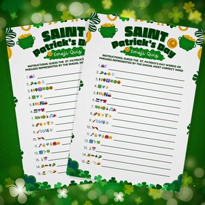 St Patrick's Day Emoji Pictionary Game, St Patrick's Day Game, Fun ...