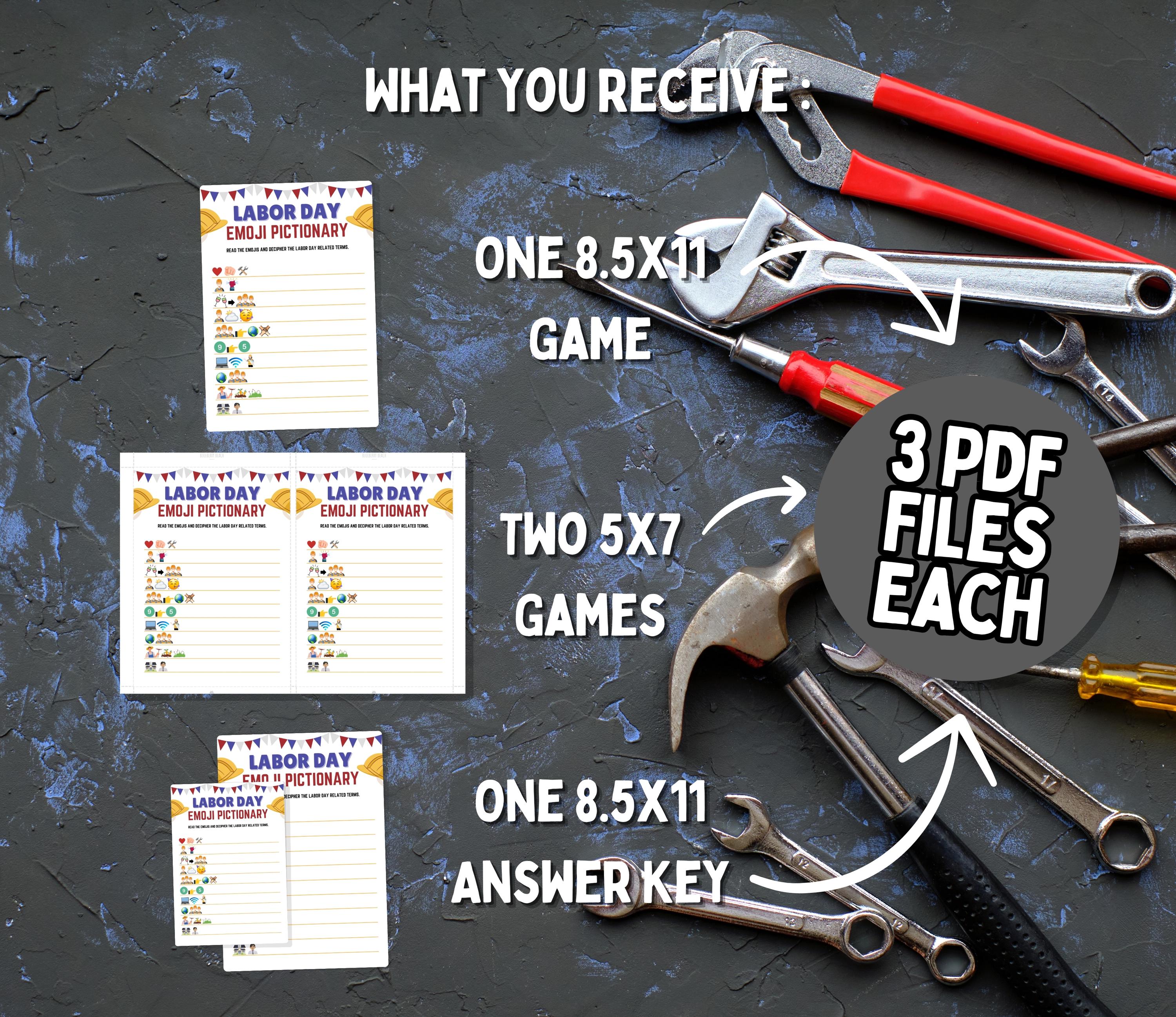 Labor Day Emoji Pictionary Game, Emoji Quiz, Career Game, Work Party ...