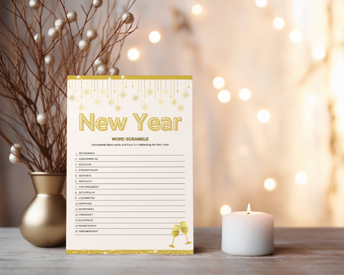 New Years Word Scramble Game, NYE Printable Game, Printables for New ...