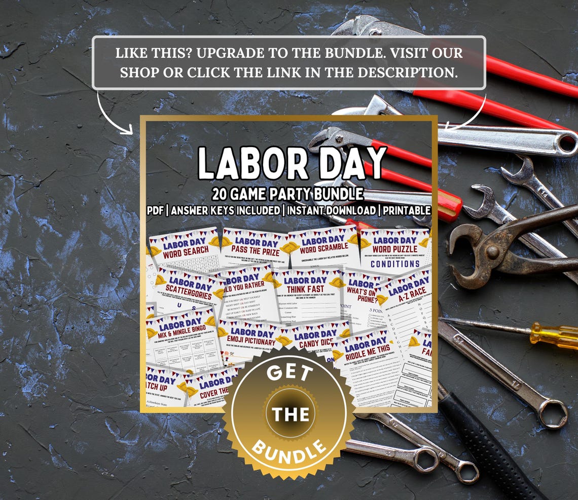 Labor Day Match up Game, Match up Printable, Work Party Game ...